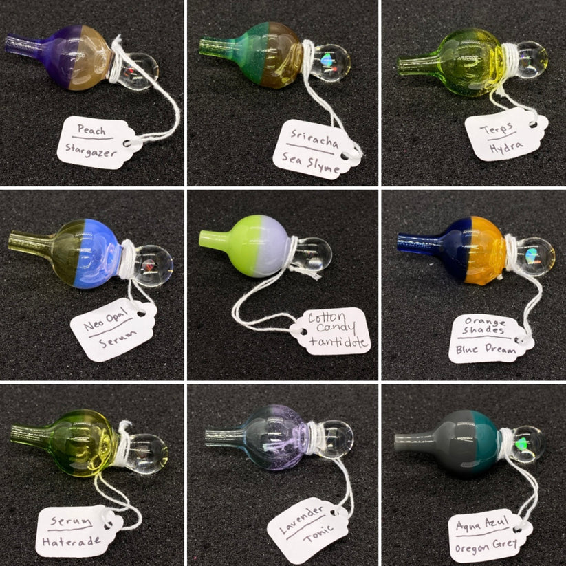 Directional Dual Color Bubble Cap W/Opal by CPBGlass – POSITIVE VIBES